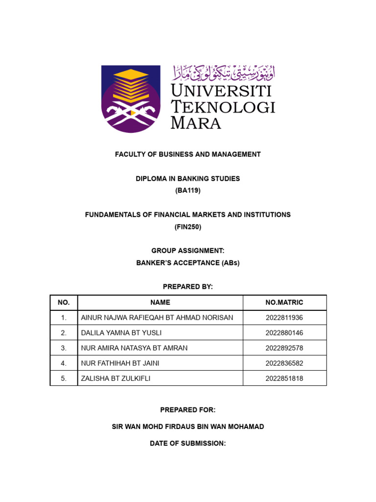 Banker’s Acceptance Group Assignment | PDF | Banks | Securitization