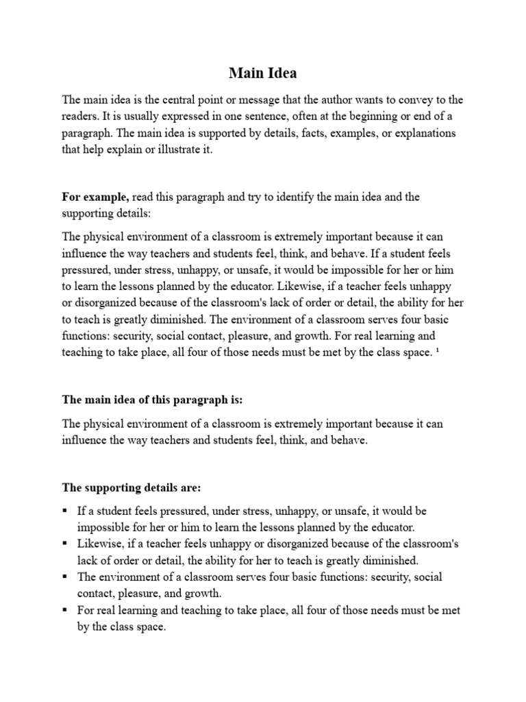 Main Idea | PDF