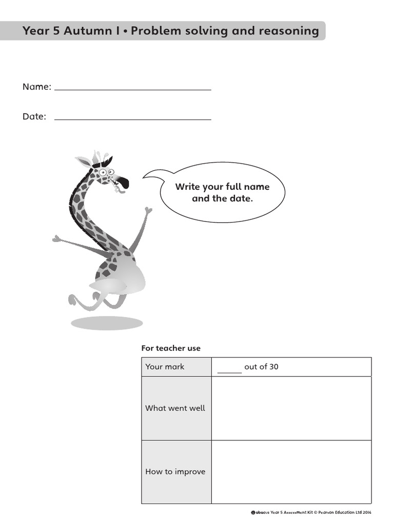 Abacus Year 5 Problem Solving and Reasoning Test Sample | PDF