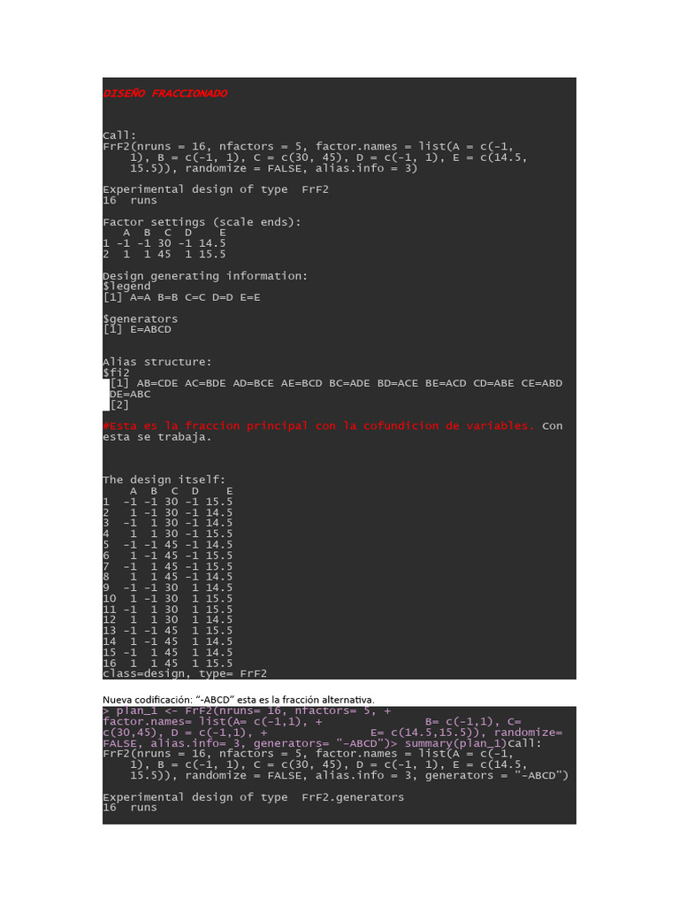 Diseño Fraccionado | PDF | Errors And Residuals | Coefficient Of Determination