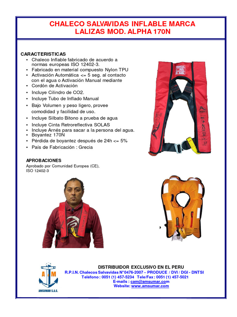 AF Chalecos Inflable LALIZAS Alpha 170N | PDF | Tecnología