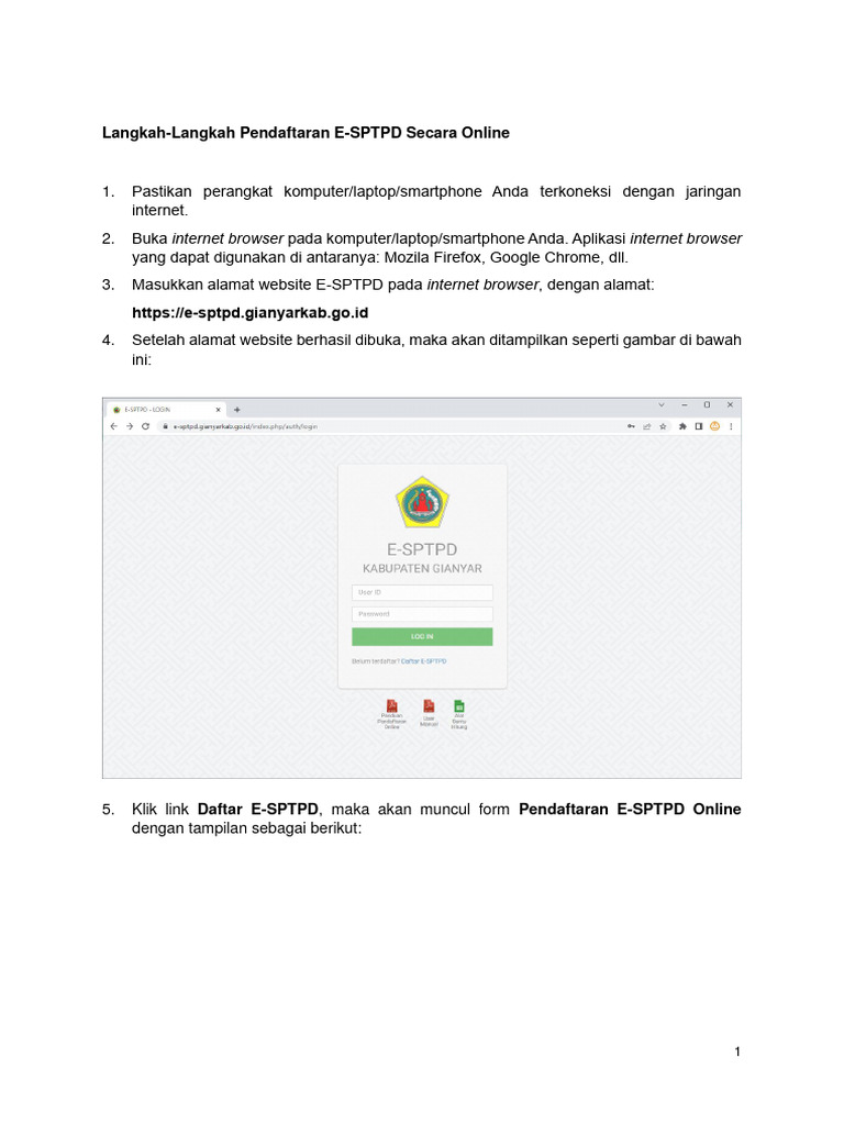 Esptpd Manual Pendaftaran | PDF | Pengelolaan Keuangan & Uang | Komputer