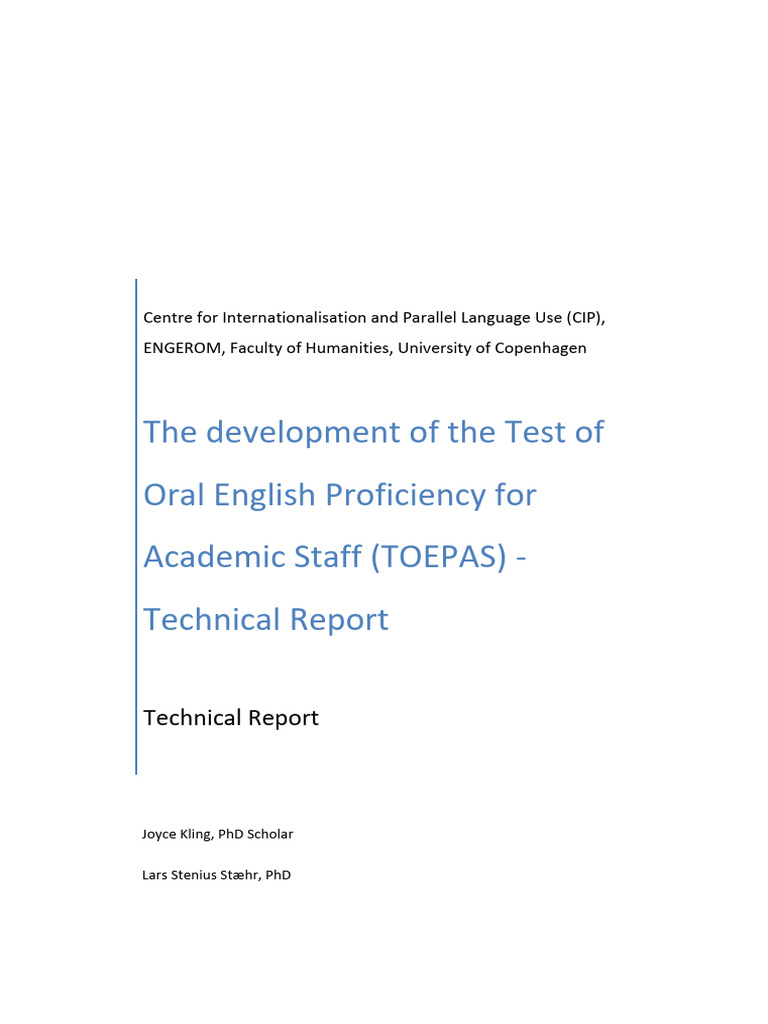 The Development of The Test of Oral English Proficiency For Academic ...