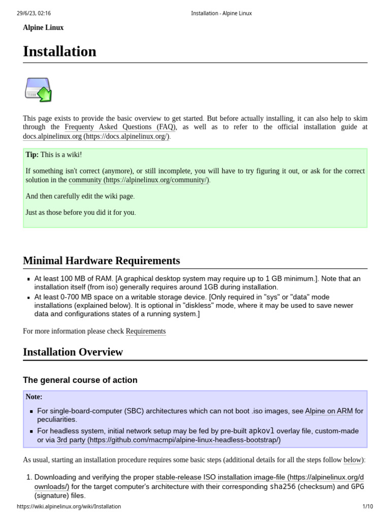 Installation - Alpine Linux | Download Free PDF | Booting | Installation (Computer Programs)