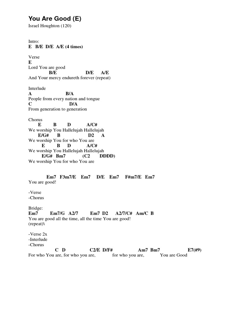 Lord You Are Good Lyrics by Israel Houghton | PDF | Language Arts ...