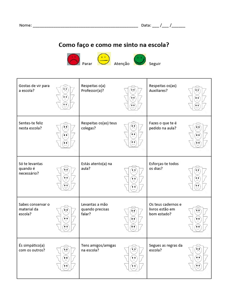 Como Eu Faço e Como Me Sinto Na Escola | PDF