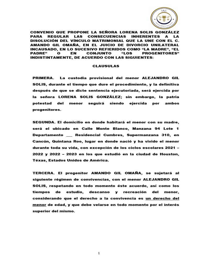 Convenio Abog Anterior | PDF | Pensión alimenticia | Transferencia bancaria