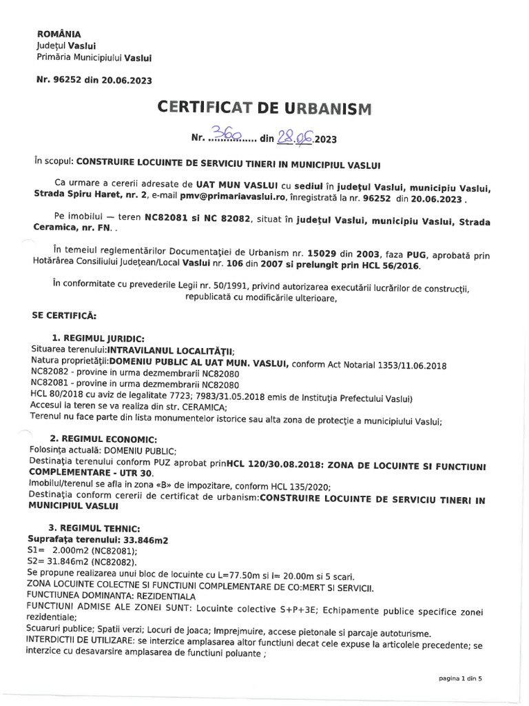 Certificat de Urbanism | PDF