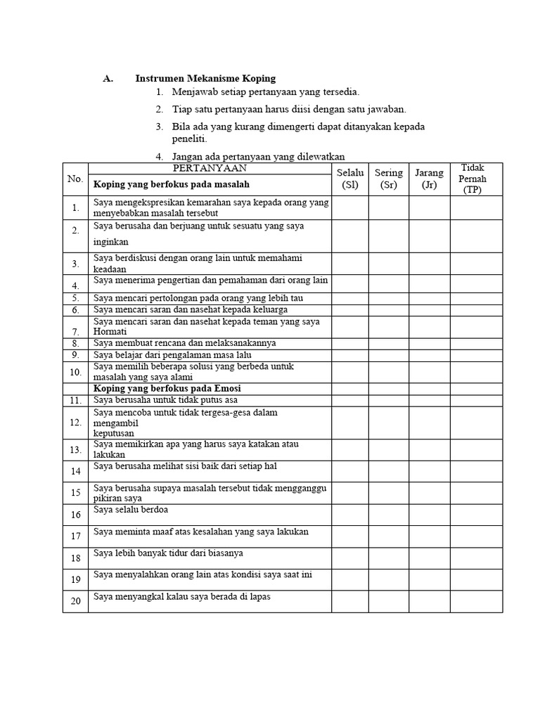 Instrumen Koping dan Dukungan Keluarga | PDF | Karier & Perkembangan | Kesehatan Holistik