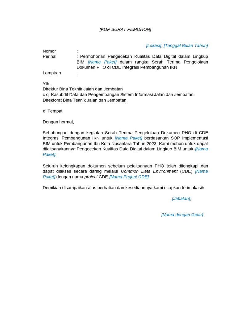 KOP SURAT PEMOHON Contoh IKN | PDF
