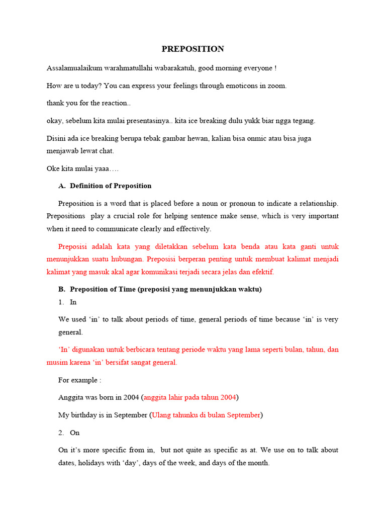 Penjelasan Preposition | PDF