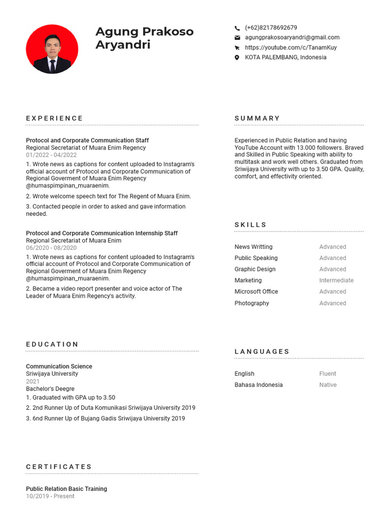 Agung Prakoso Aryandri - CV English | PDF | Communication | Human Communication