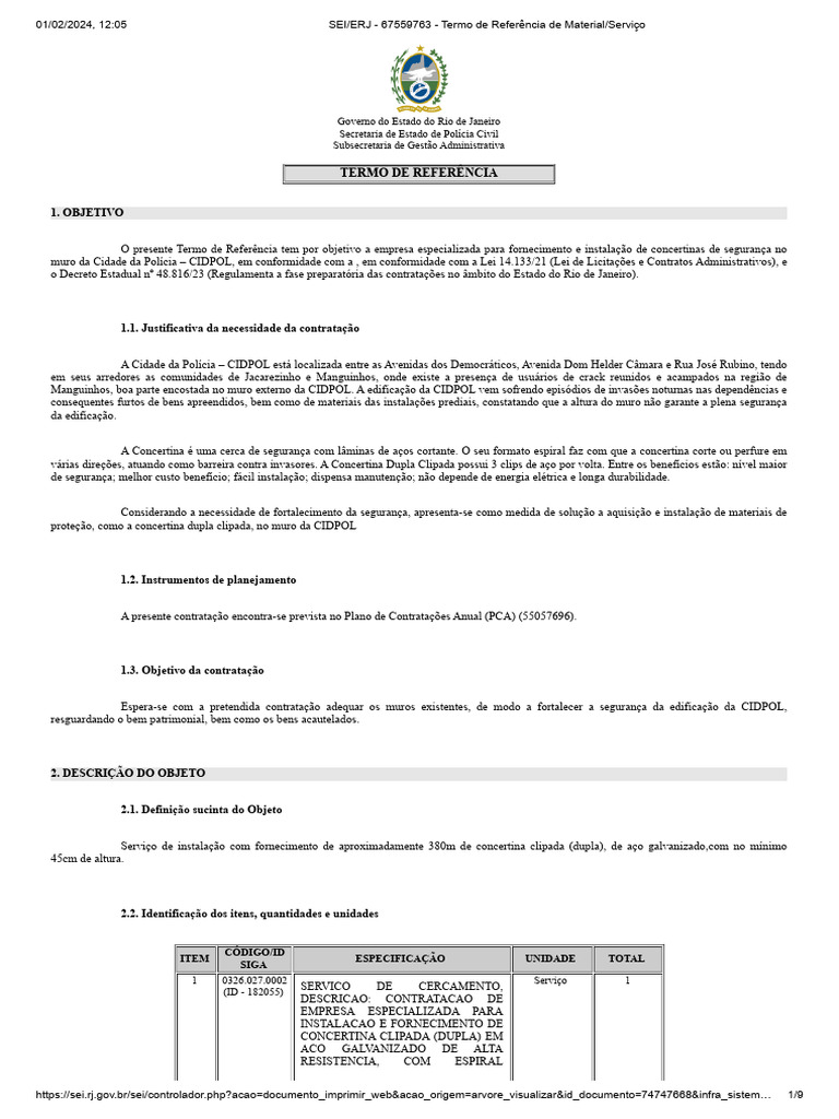 Termo de Referencia 14133 | PDF | Conta de transação | Sustentabilidade