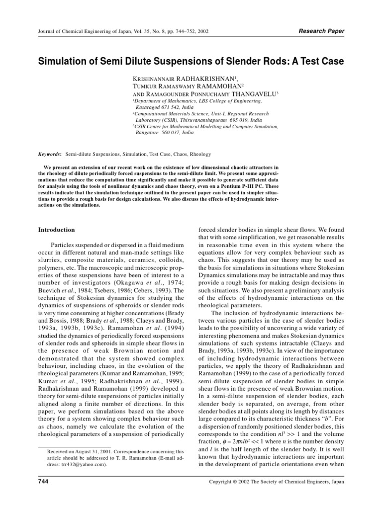 Simulation of Semi Dilute Suspensions of Slender Rods: A Test Case ...