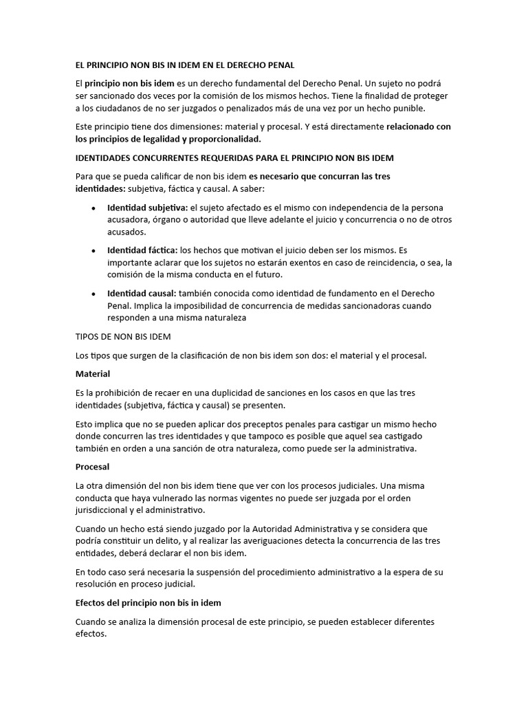 El Principio Non Bis in Idem en El Derecho Penal | PDF | Derecho penal ...