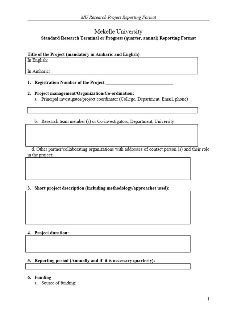 MU Research Project Terminal Report Format | PDF | Science