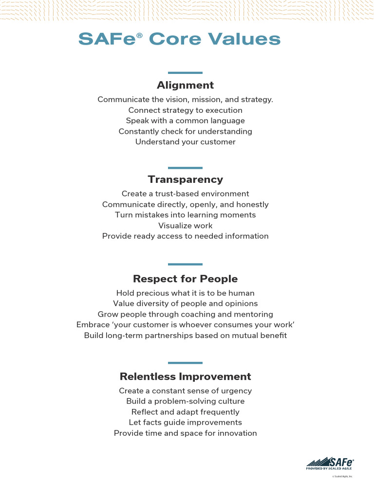 SAFe Core Values Poster 6.0 24x36 Partner | PDF