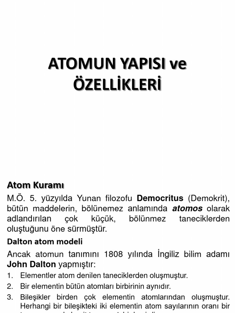 BÖLÜM 02 Atomun Yap S Ve Özellikleri | PDF