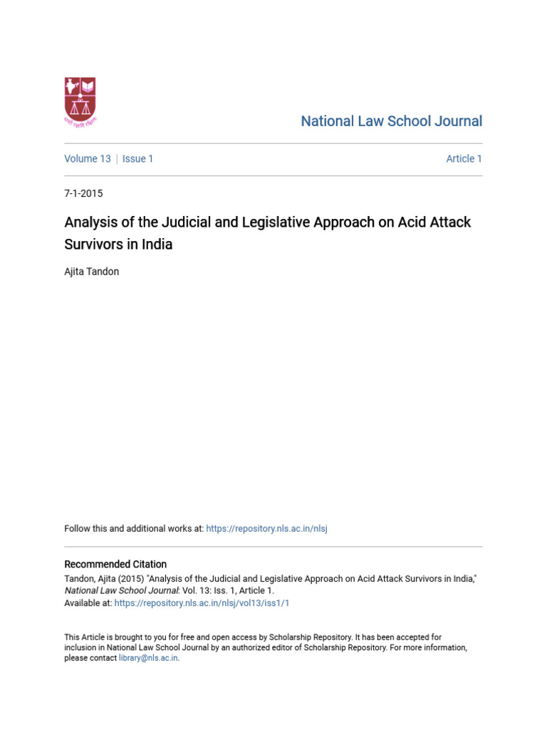 Analysis of The Judicial and Legislative Approach On Acid Attack | PDF ... Analysis of The Judicial and Legislative Approach On Acid Attack | PDF ...