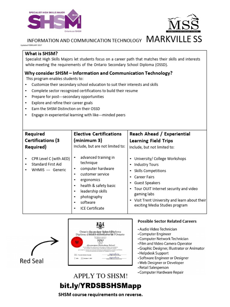 SHSM Ict Feb2017 | PDF | Information And Communications Technology