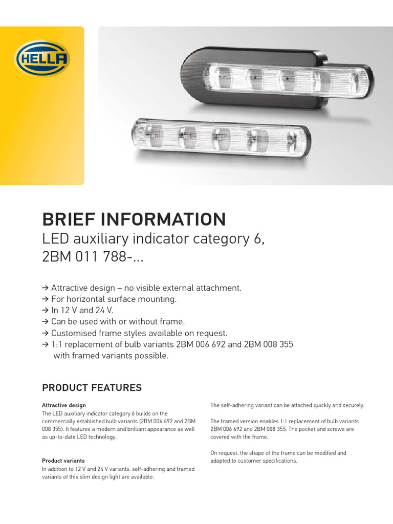 Hella - 688 - KI - LED - Auxiliary - Indicator - HELLA - EN | PDF ...