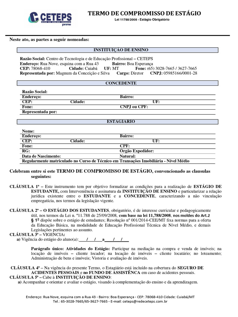 Documentos de Estágio - Ceteps | PDF | Estágio | Procura de Emprego
