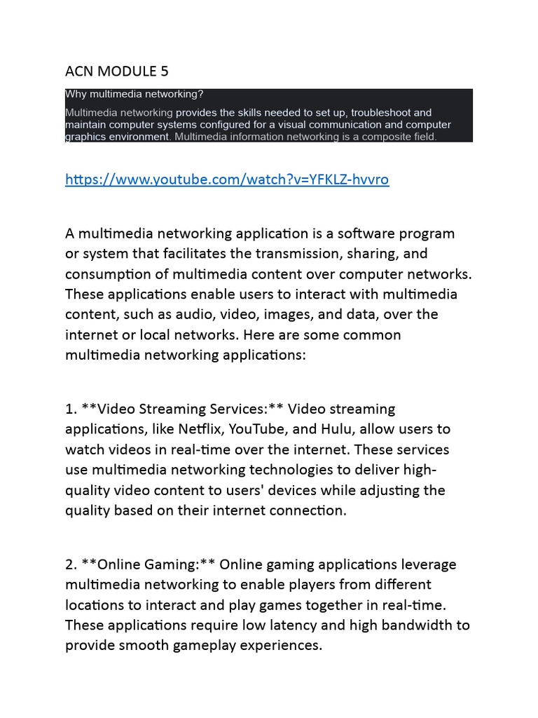 Acn Module 5 | PDF | Voice Over Ip | Streaming Media