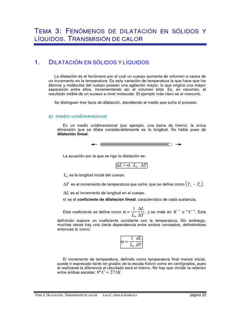 Dilatación y Transmisión de Calor | PDF | Expansión térmica | Calor
