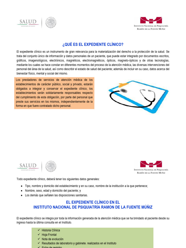 Que Es Expediente Clinico 2018 | PDF | Cuidado de la salud | Historial ...