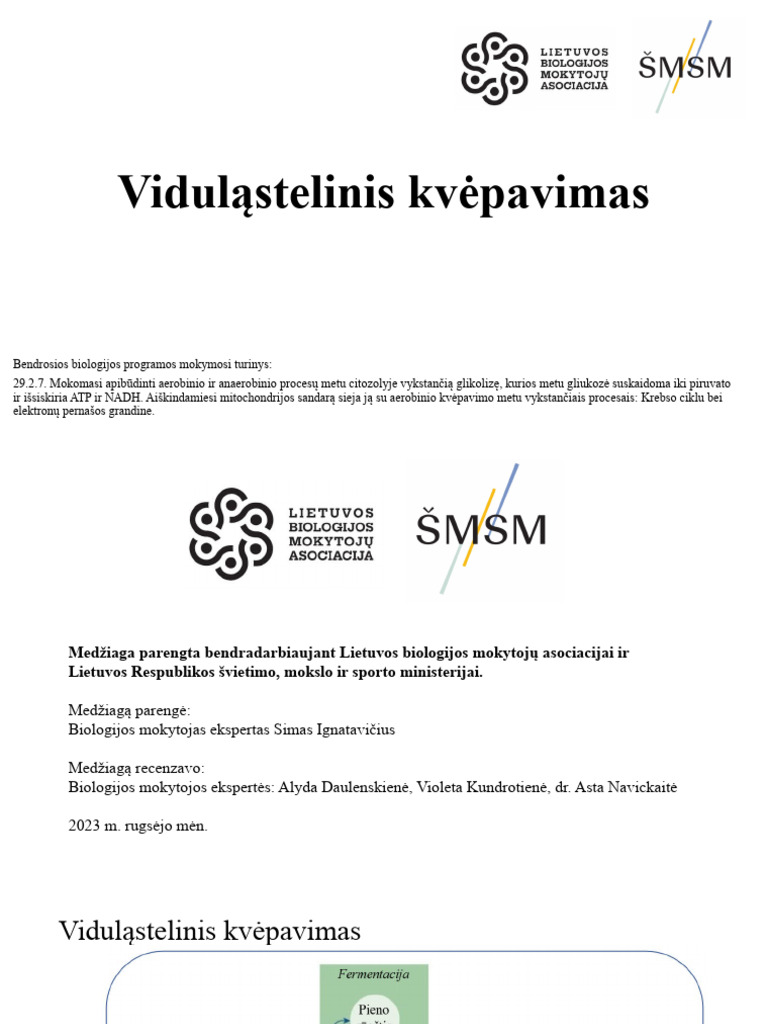 Biologija Iiikl Skaidres 7 Vidulastelinis Kvepavimas | PDF