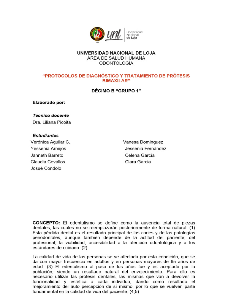 Protocolo Protesis Bimaxilar | PDF | Dentadura postiza | Odontología