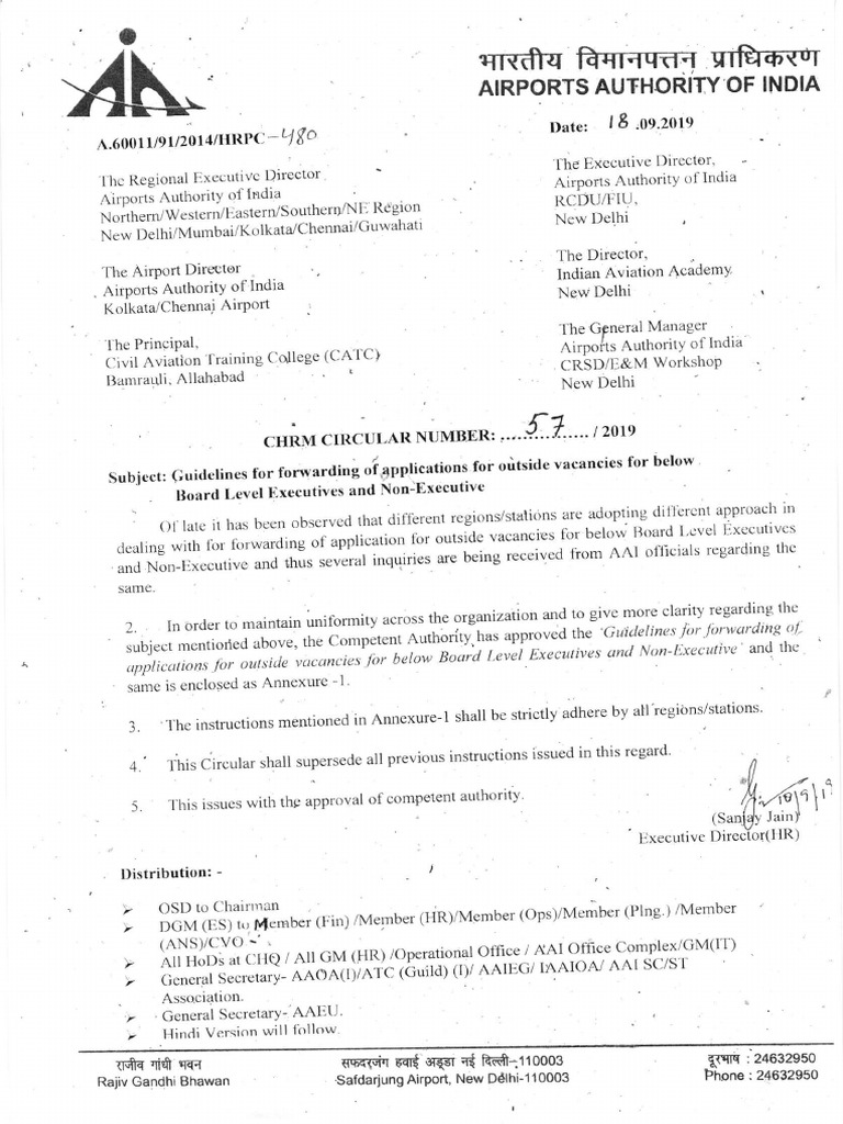 AAI Guidelines for Outside Employment NOC | PDF | Civil Aviation ...