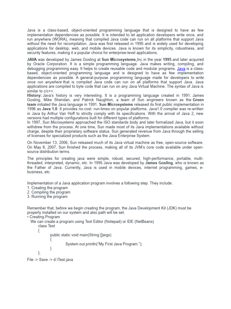 Document 22 | PDF | Java (Programming Language) | Information Technology