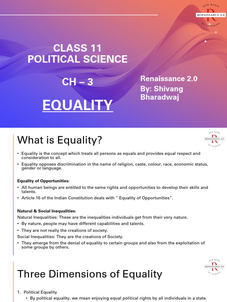Ch-3 Equality | PDF | Social Equality | Discrimination & Race Relations