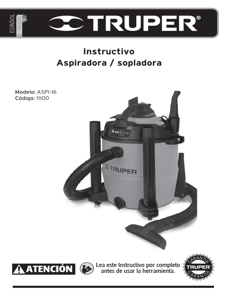 Instructivo Aspiradora / Sopladora: Atención | PDF | Enchufes y tomas de corriente alterna ...