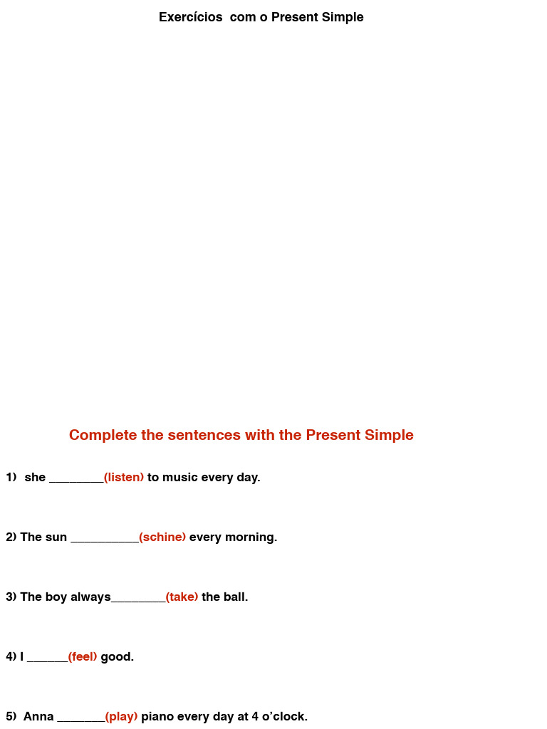 Exercícios Com o Present Simple | PDF
