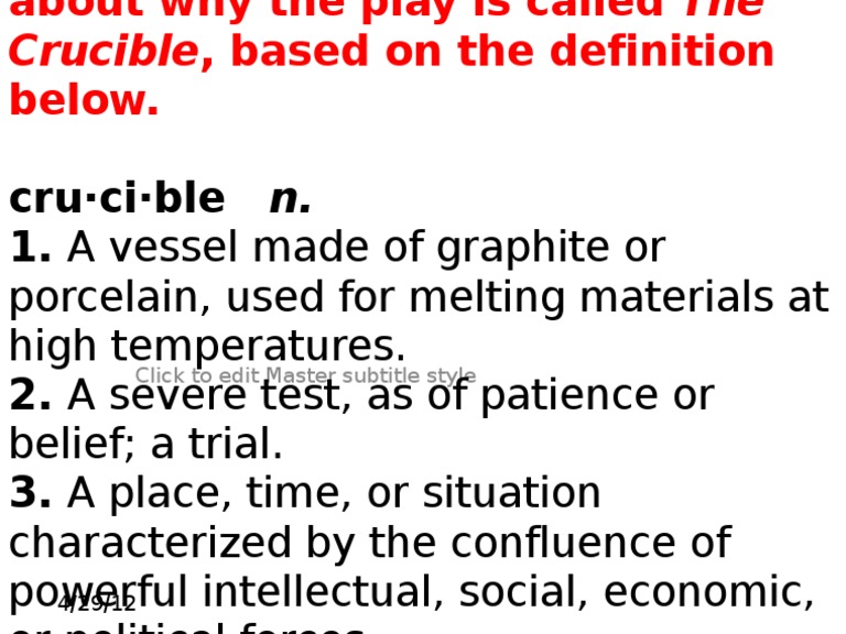 Crucible Definition Journal Prompt | PDF