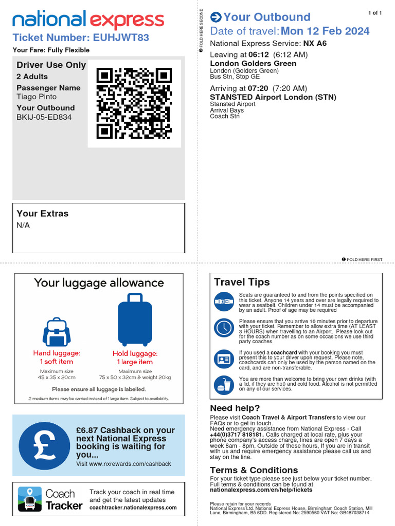 Coach Ticket EUHJWT83 | PDF | Bus Transport | Public Services