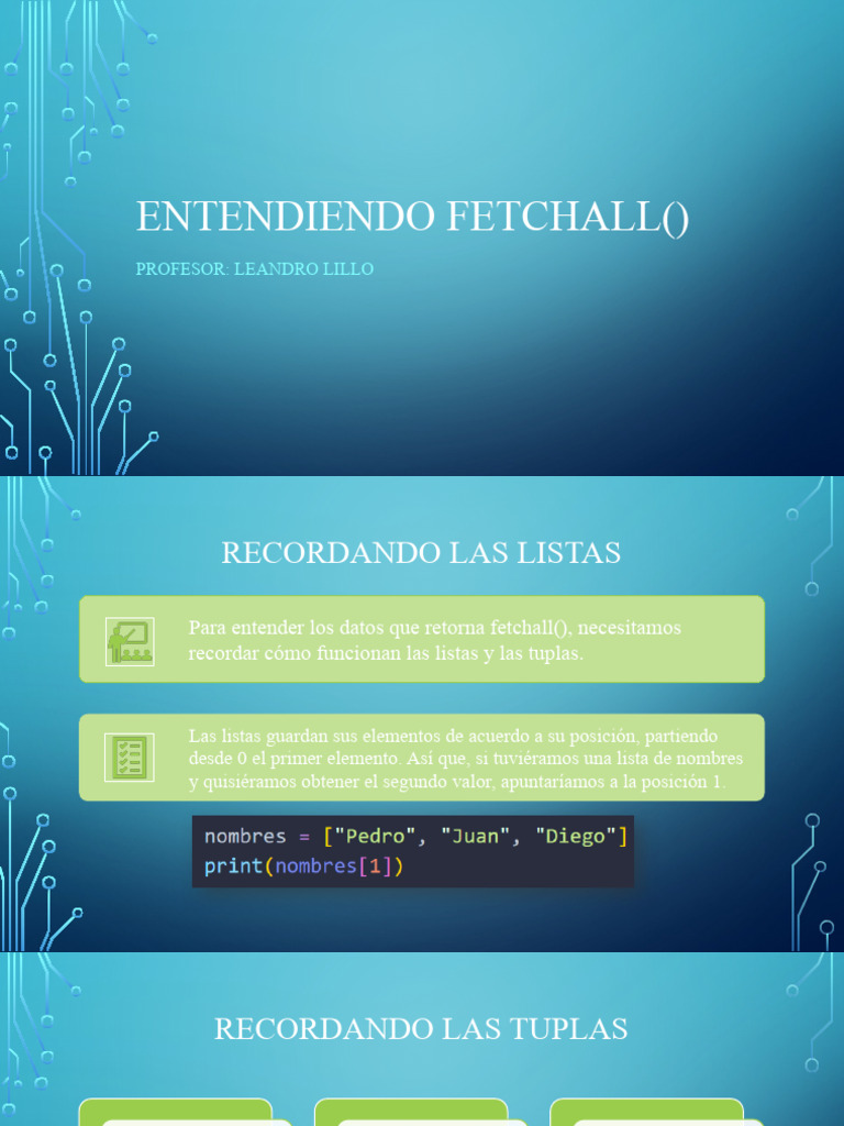 Entendiendo Fetchall | PDF | Informática | Programación de computadoras
