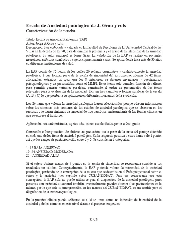 Escala de Ansiedad | PDF | Ansiedad | Sicología