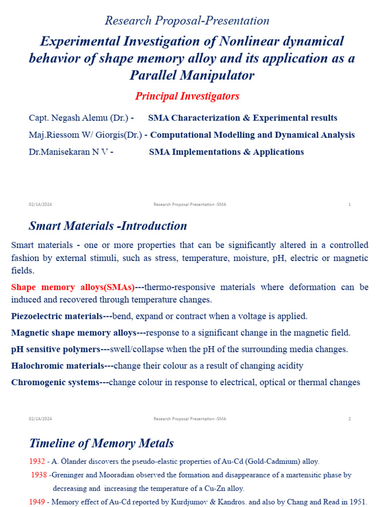 Rev 1 SMA Presentation | PDF | Shape Memory Alloy | Mechanical Engineering