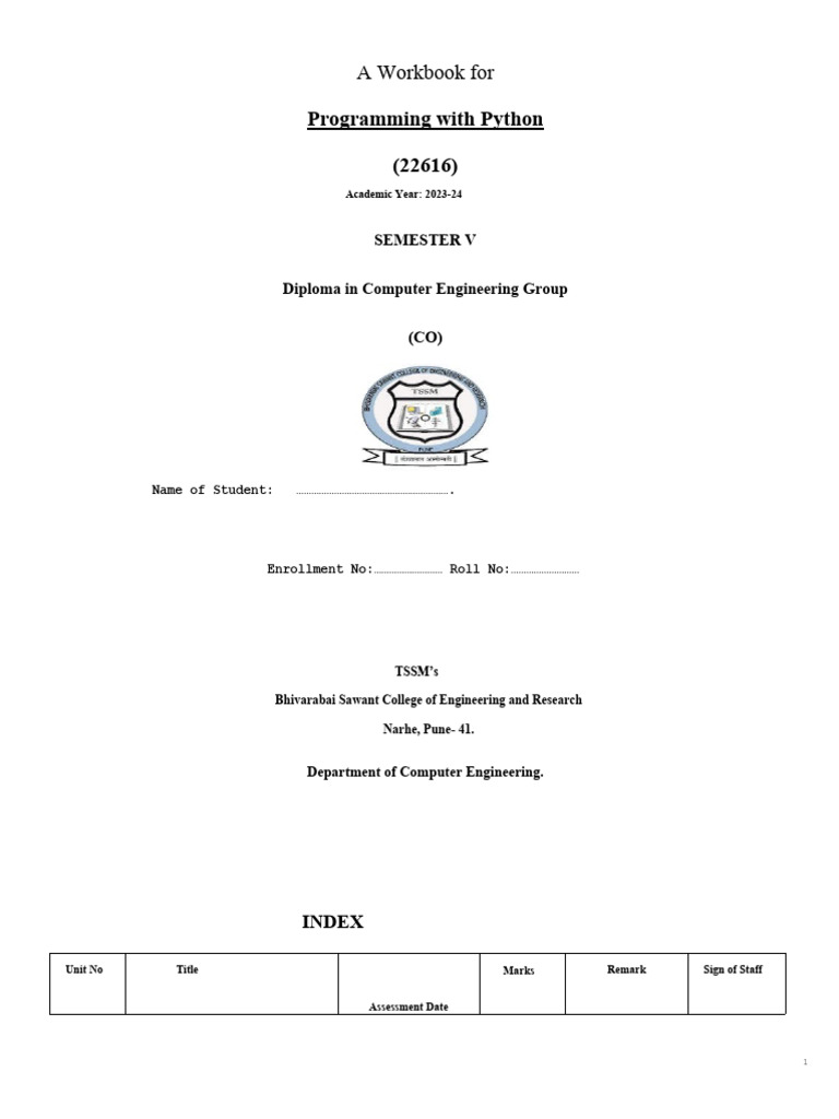 Python Programming Workbook 2023-24 | PDF | Python (Programming ...