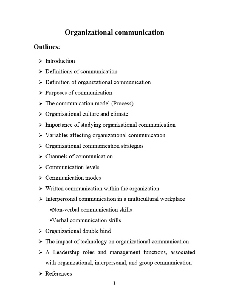Organizational Communication Pdf Communication Nonverbal