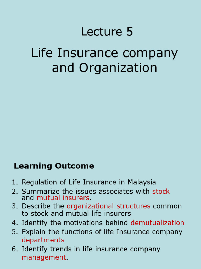CH 5 Life Insurance Company and Organization | PDF | Stocks | Insurance