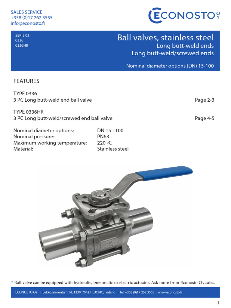 4 Ball Valves Long BW Ends Screwed Ends | PDF | Valve | Washer (Hardware)