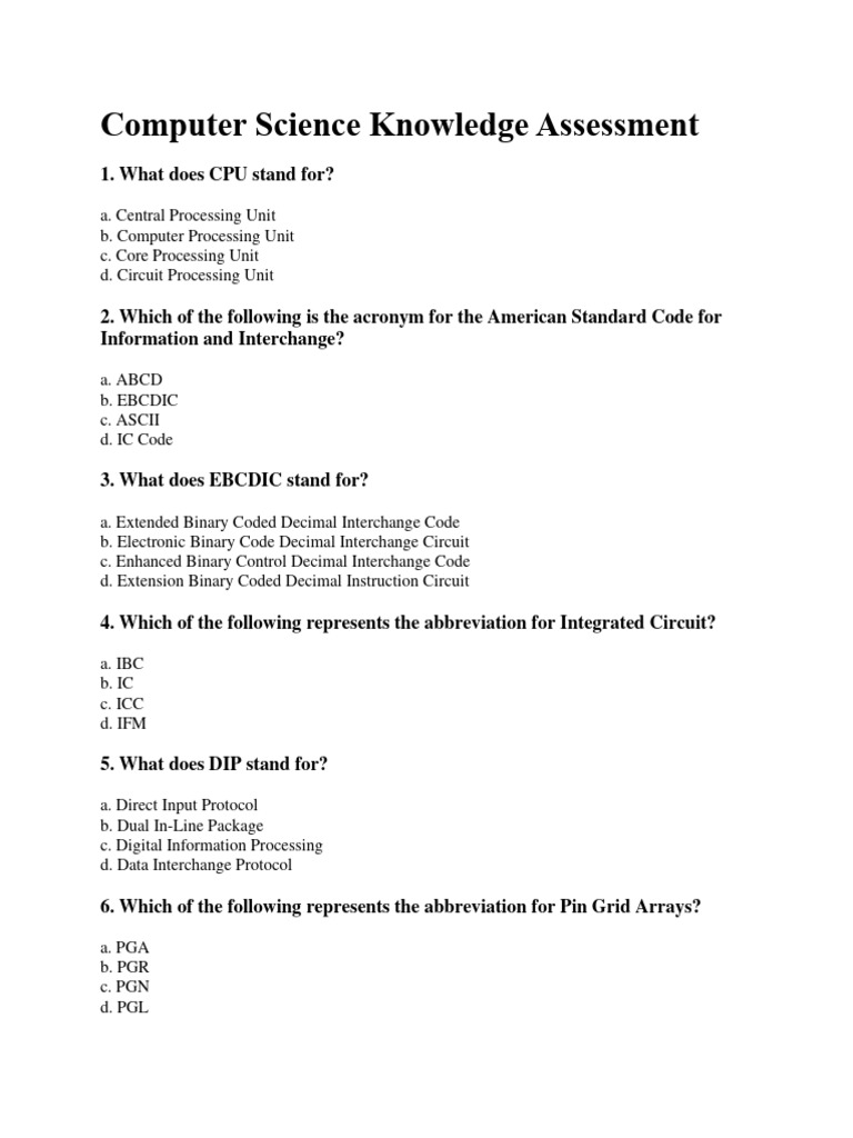 Computer Science Acronyms Quiz | PDF | Read Only Memory | Graphical ...