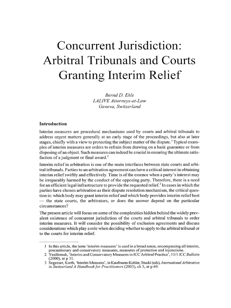 Beh Concurrent Jurisdiction 2007 | PDF | Arbitration | Arbitral Tribunal