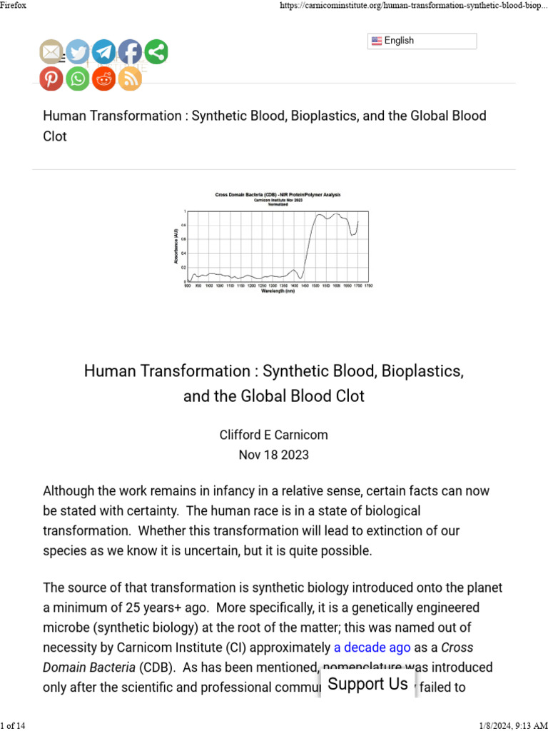 Human Transformation Synthetic Blood, Bioplastics, and The Global Blood ...