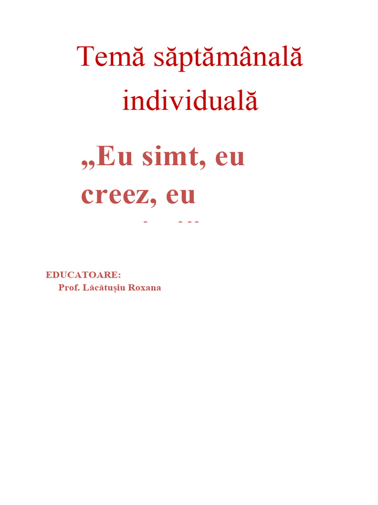 Proiect Tematic Multumesc Iubita Mama | PDF