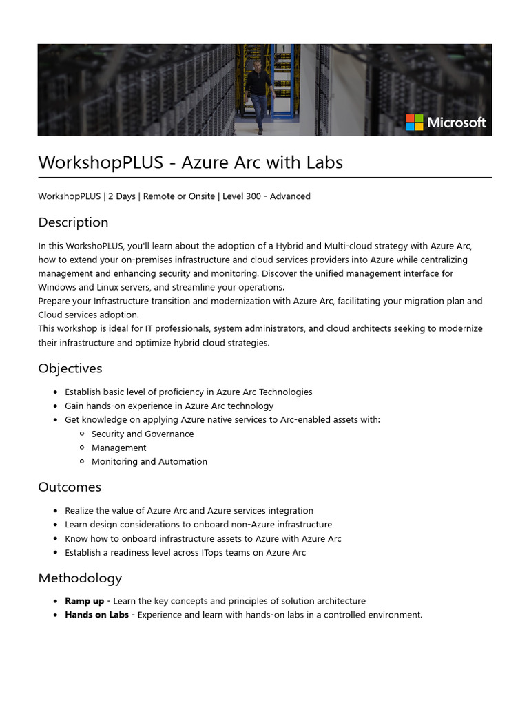 WorkshopPLUS - Azure Arc With Labs - English | PDF | Cloud Computing | Microsoft Azure